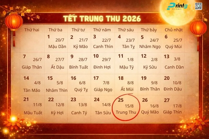 Trung thu 2026 vào ngày nào? Còn bao lâu nữa đến Tết Trung thu?