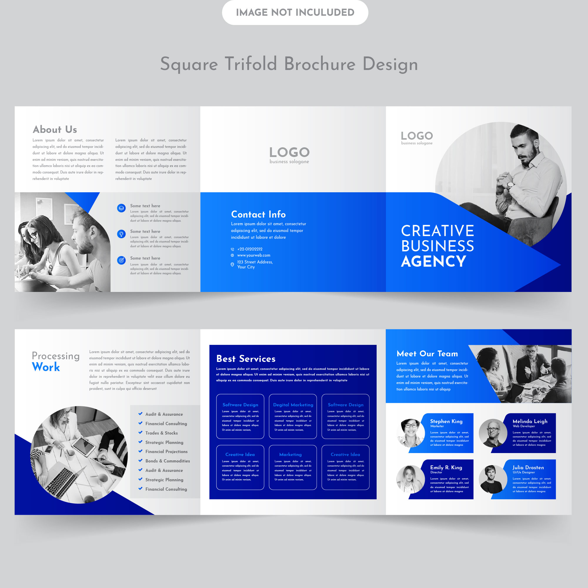 Tờ gấp FIK-BC 4479244 xanh dương cách điệu