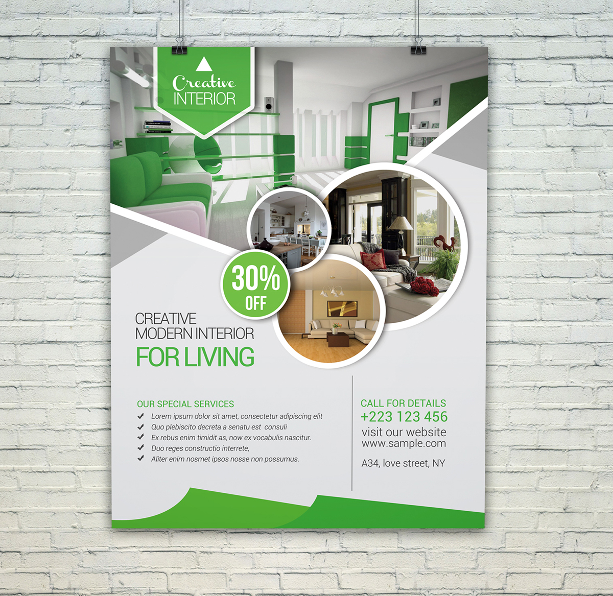 Tờ rơi CTP-FL 000049 trắng xanh lá tươi sáng